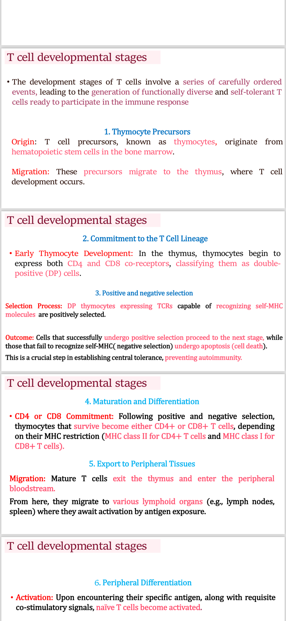 T cell developmental stages - The development stages of T cells involve ...