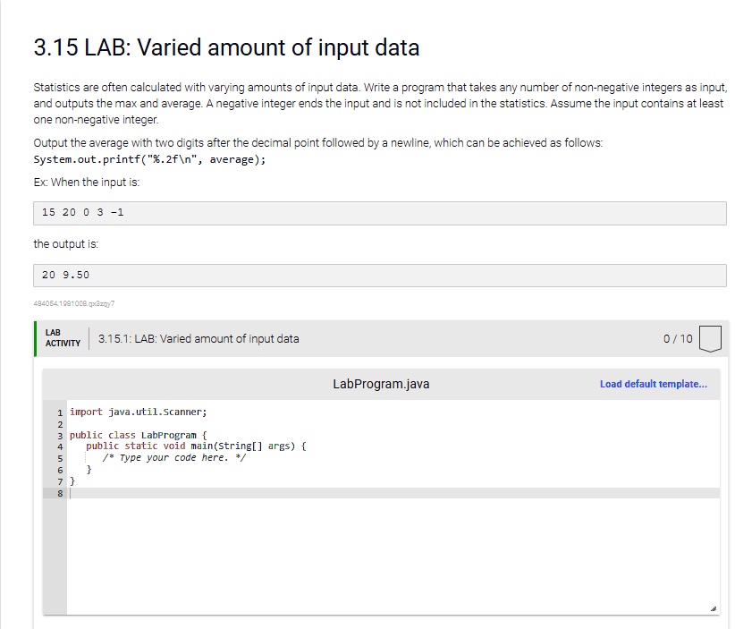 3 15 Lab Varied Amount Of Input Data Statistics Are Often Calculated With Varying Amounts Of