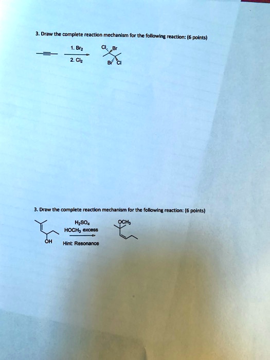 SOLVED: Draw the complete reaction mechanism for the following reaction: [points] H2SO4 OCH3 ...