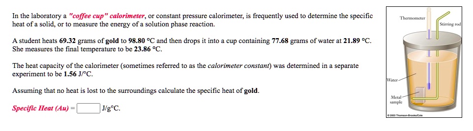 SOLVED: In the laboratory "coffee cup calorimeter , or constant ...