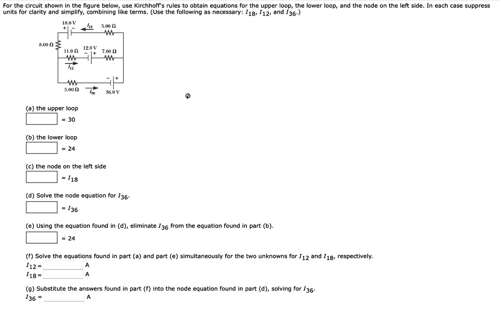 For the circuit shown in the figure below, use Kirchhoff's rules to obtain equations for the ...