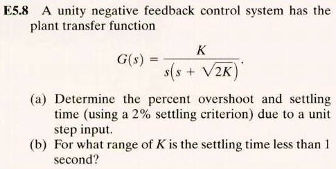 SOLVED: A unity negative feedback control system has the plant transfer ...