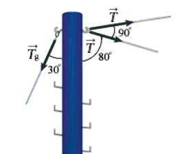 SOLVED: The pole in the figure below is at a 90Â° bend in a power line ...