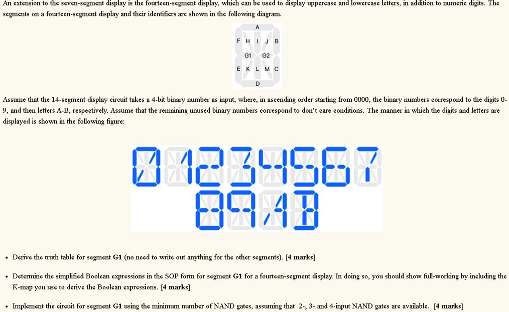 SOLVED: Segments on a fourteen-segment display and their identifiers ...
