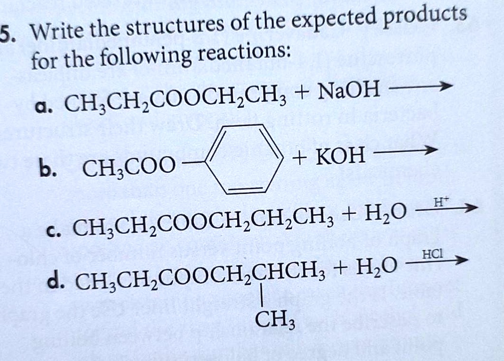 SOLVED: Write the structures of the expected products for the following ...
