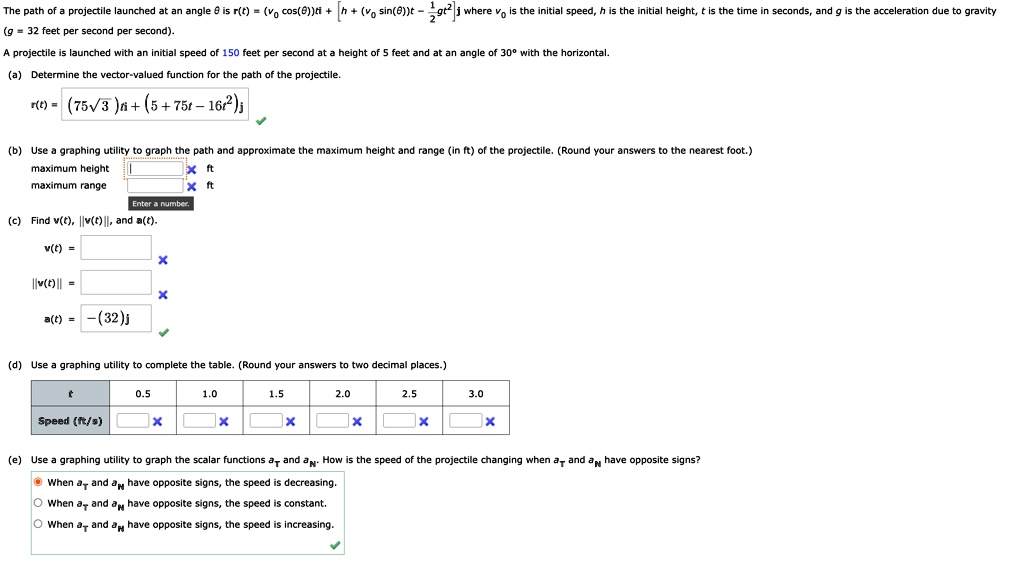 feet per second per second a projectile is launched with an initial ...