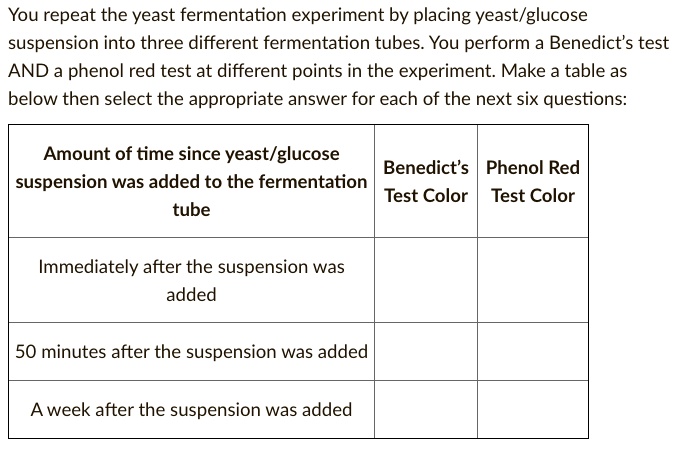 SOLVED:You repeat the yeast fermentation experiment by placing yeast ...