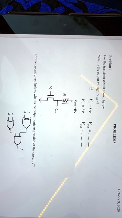 Solved Problem 1 What Is The Output Voltage Vout For The Transistor 1321