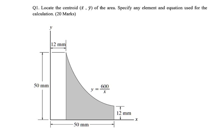 Q1. Locate the centroid (x̅, y̅) of the area. Specify any element and ...