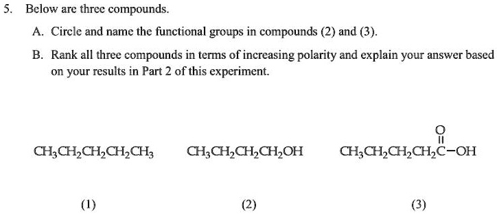 below are three compounds circle and name the functional groups in ...