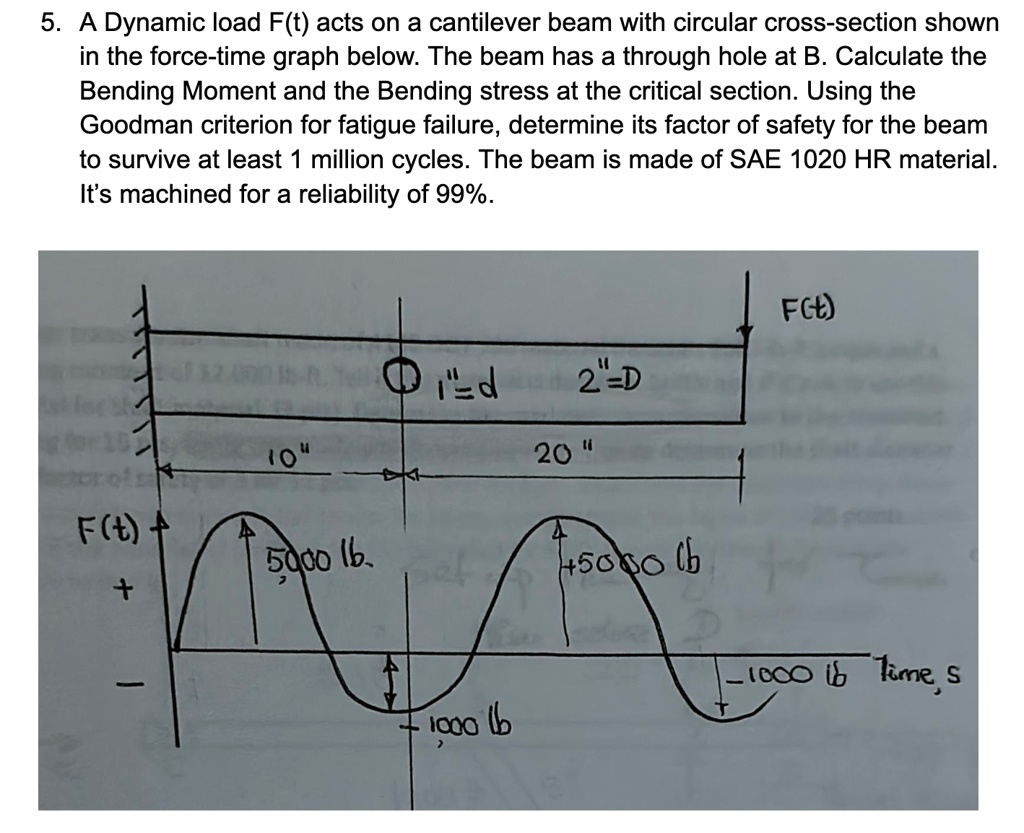5. A Dynamic load F(t) acts on a cantilever beam with...