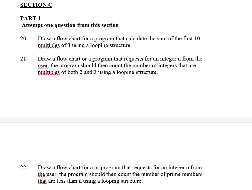 Section C Part 1 Attempt One Question From This Section 20 Draw A Flow