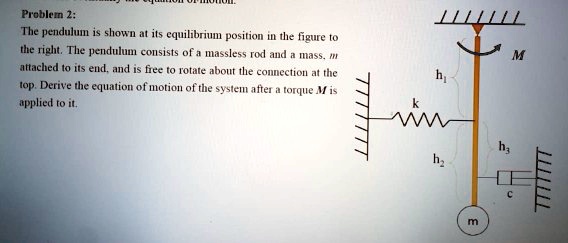 Problem 2: The pendulum is shown at its equilibrium position in the ...