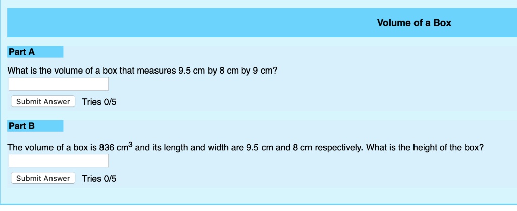 volume of a box part a what is the volume of a box that measures 95 cm ...