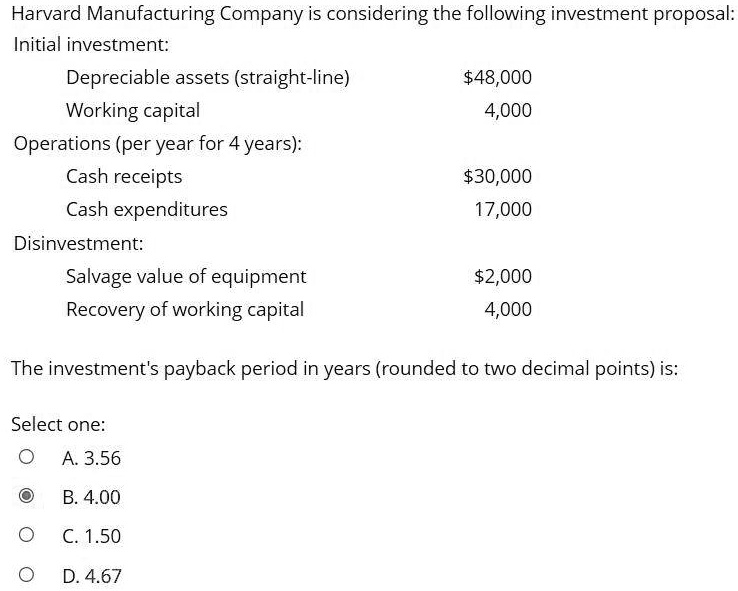 Harvard Manufacturing Company is considering the following...