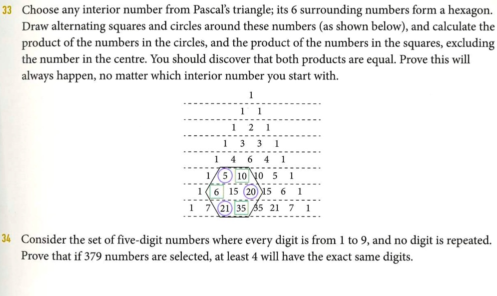 33 Choose any interior number from Pascal's triangle; its 6 surrounding ...