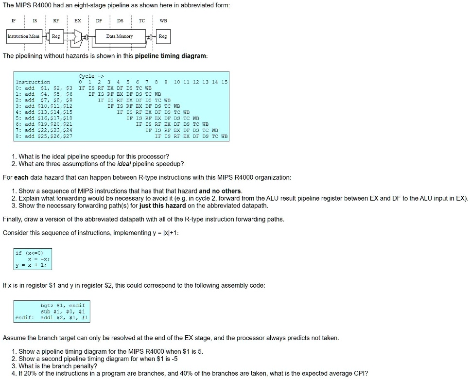 the mips r4000 had an eight stage pipeline as shown here in abbreviated form if rf we truction ...
