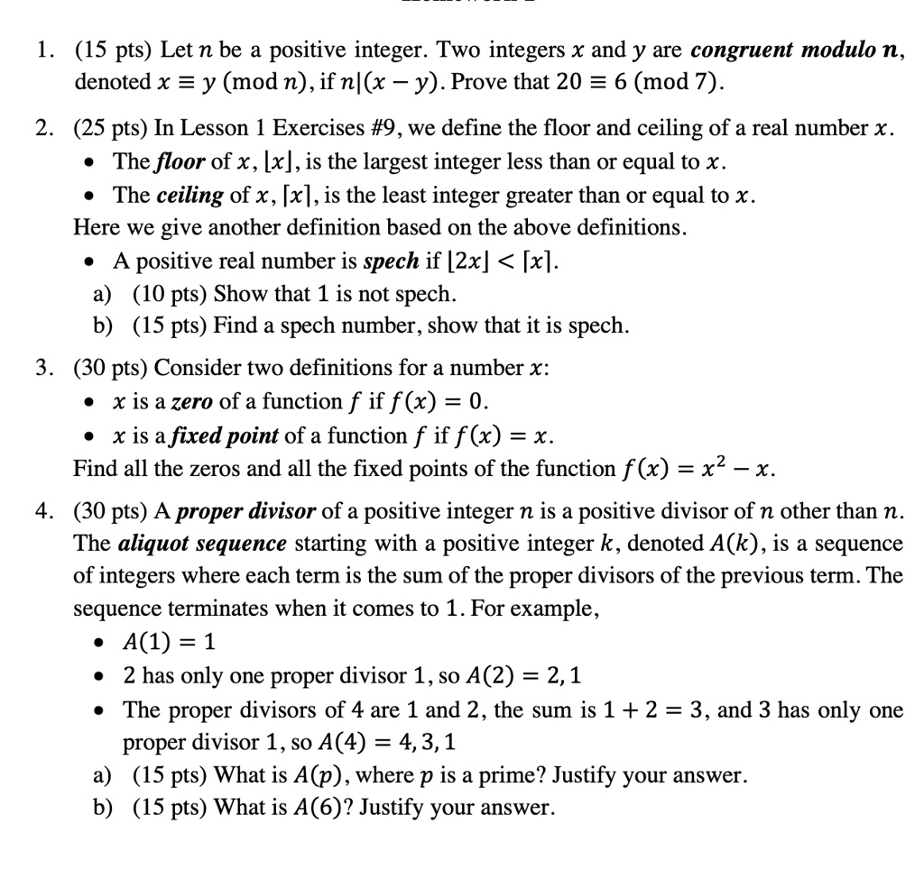 1. (15 pts) Let n be a positive integer. Two integers x and y are ...