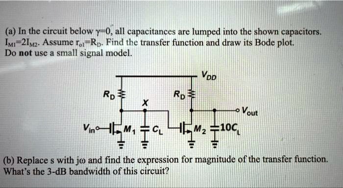 SOLVED: In the circuit below, y=0, all capacitances are lumped into the ...