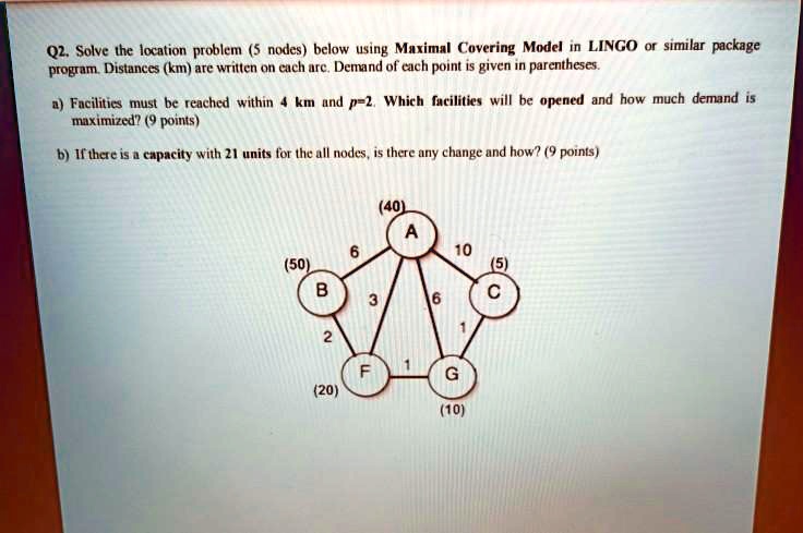 q2 solve the location problem 5 nodes below using maximal covering ... q2 solve the location problem 5 nodes below using maximal covering ...