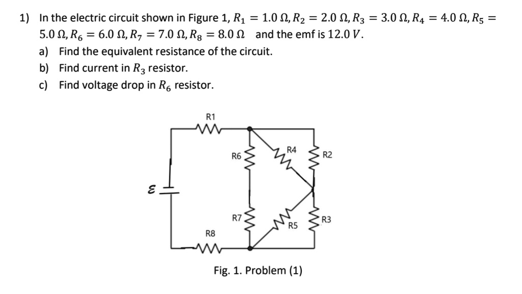 SOLVED: In the electric circuit shown in Figure 1, R1 = 1.0 Î©, R2 = 2.0 Î©, R3 = 3.0 MÎ©, R4 ...