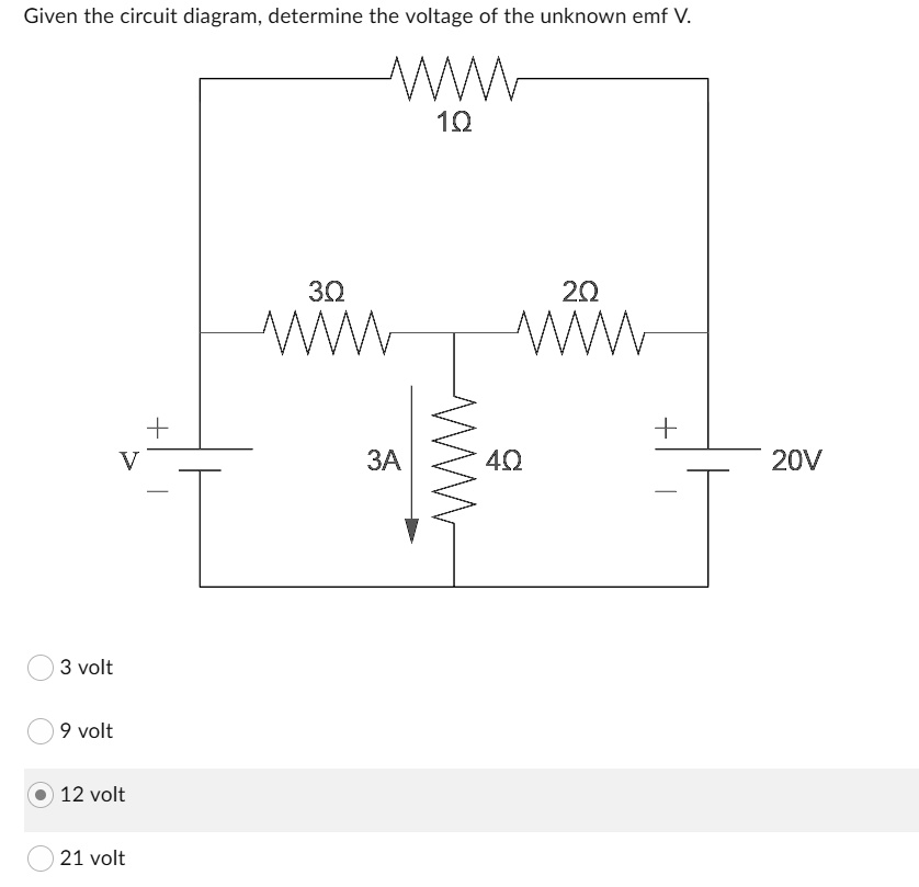 SOLVED: Given the circuit diagram, determine the voltage of the unknown ...