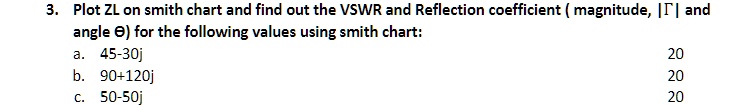 SOLVED: Plot on Smith Chart: Assume Z(0) = 50 Ohms Plot ZL on the Smith Chart and find out the ...