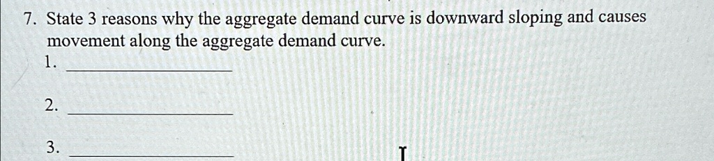 7. State 3 reasons why the aggregate demand curve is downward sloping ...