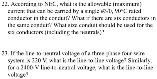 22. According to NEC, what is the allowable (maximum) current that can ...