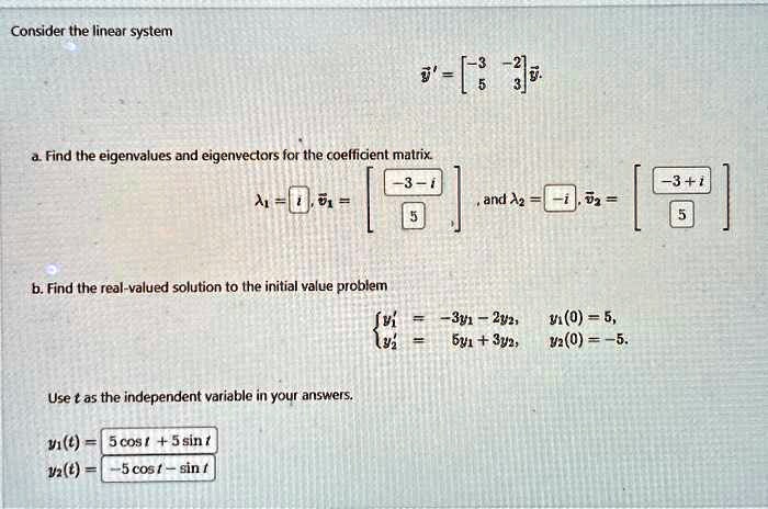 consider the linear system consider the linear system afind the eigenvalues and eigenvectors for ...