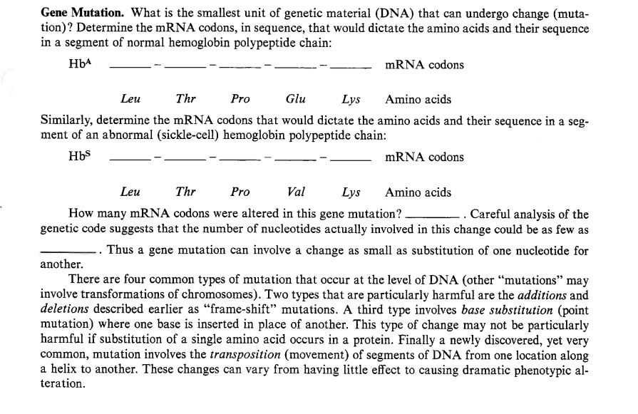 SOLVED:Gene Mutation_ What is the smallest unit of genetic material ...