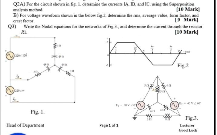 SOLVED: I need the answer as soon as possible Please. Q2AFor the circuit shown in fig.1 ...