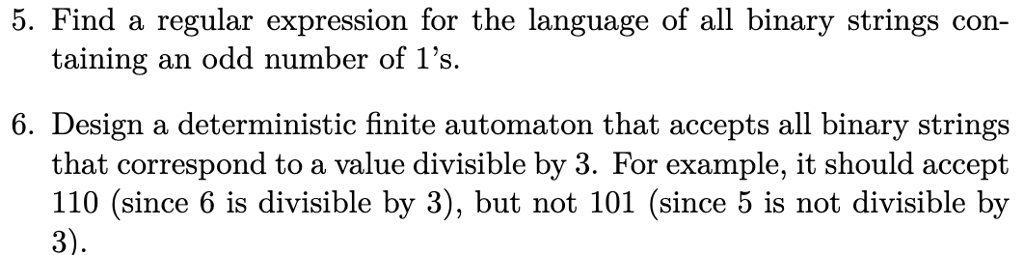 Solved 5 Find A Regular Expression For The Language Of All Binary Strings Con Taining An Odd
