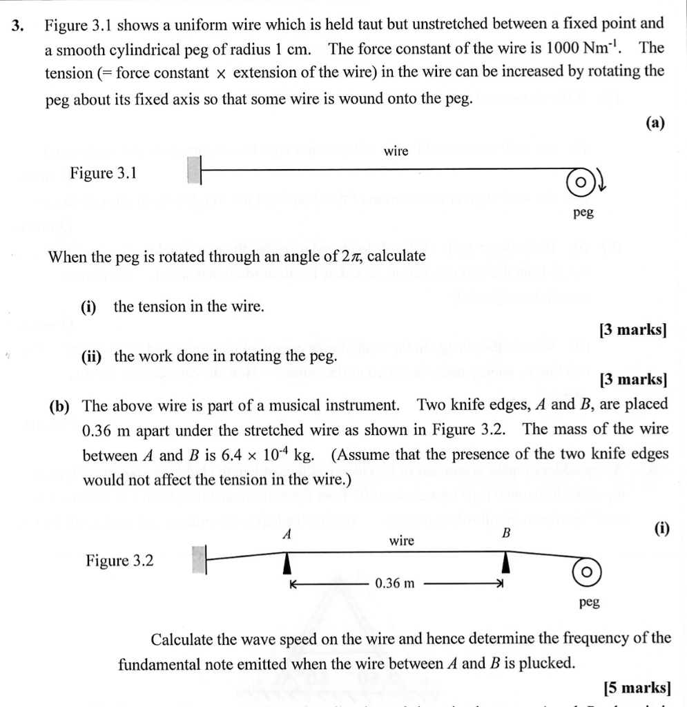 3. Figure 3.1 shows a uniform wire which is held taut but unstretched ...