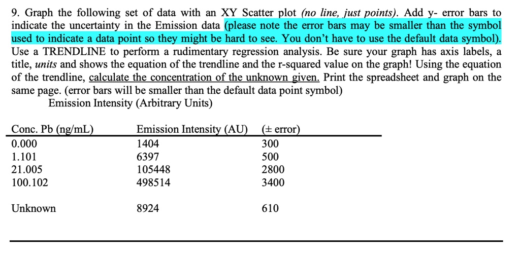 9 graph the following set of data with an xy scatter plot no line just ...