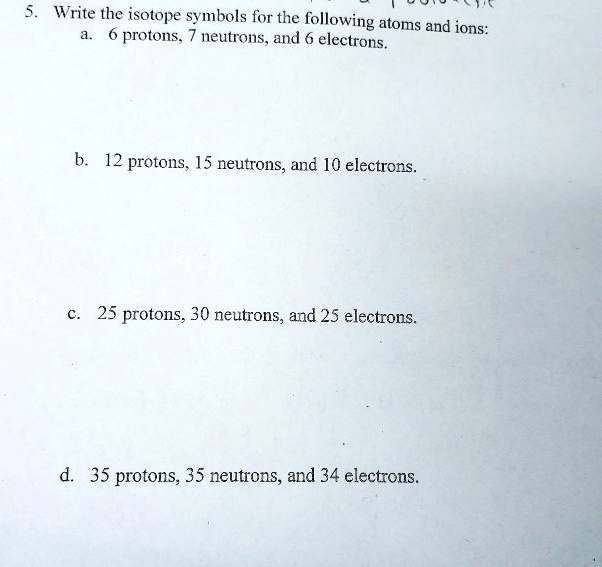 SOLVED: Write the isotope symbols for the following atoms and ions ...