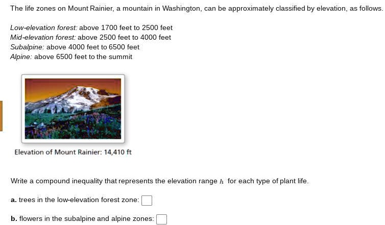 SOLVED: Patulong! Story problems sa math. The life zones on Mount ...