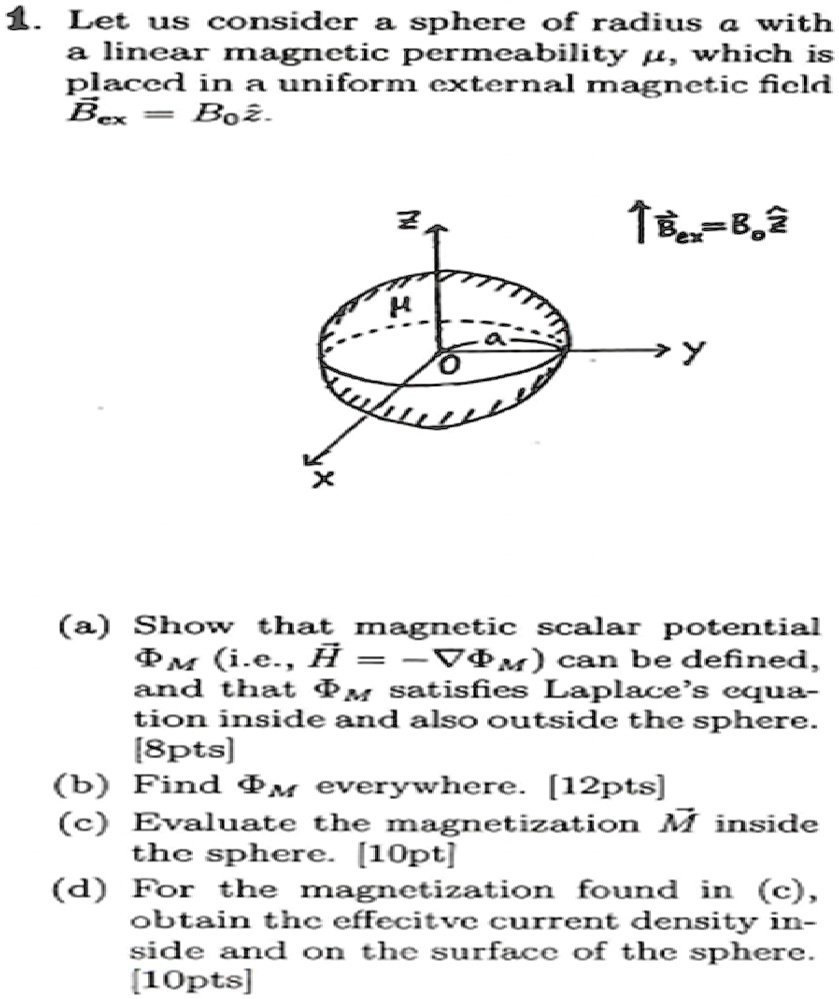SOLVED: Let us consider a sphere of radius a with a linear magnetic ...