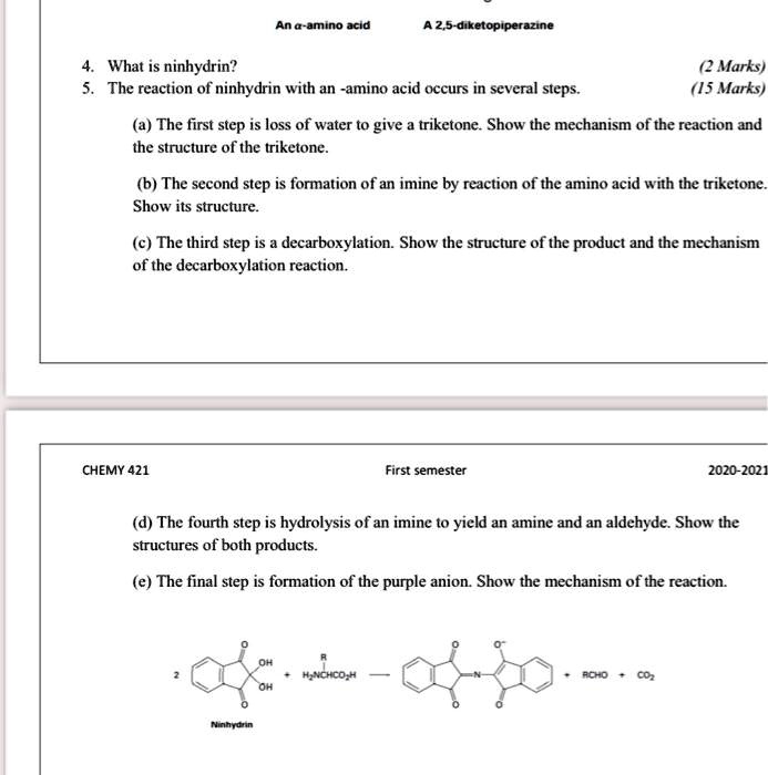 an amino acid a 25 diketopiperazine what is ninhydrin the reaction of ...