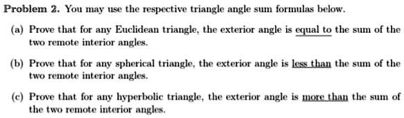 problem 2 you may use the respective triangle angle sum formulas below ...