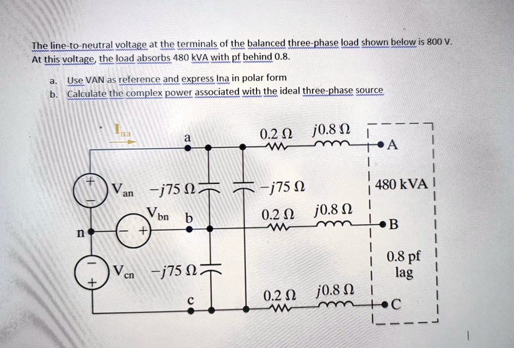 SOLVED: The line-to-neutral voltage at the terminals of the balanced ...