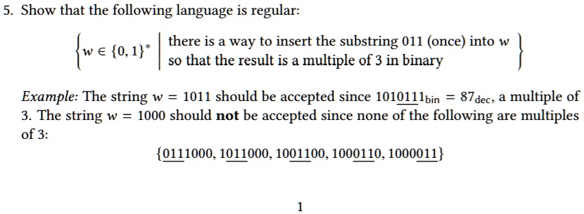 SOLVED: Show that the following language is regular: There is a way to ...
