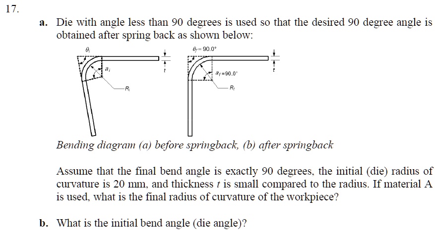 17. a. Die with angle less than 90 degrees is used so that the desired ...