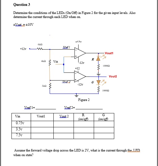 SOLVED: Question 3 Determine the conditions of the LEDs (On/Off) in ...