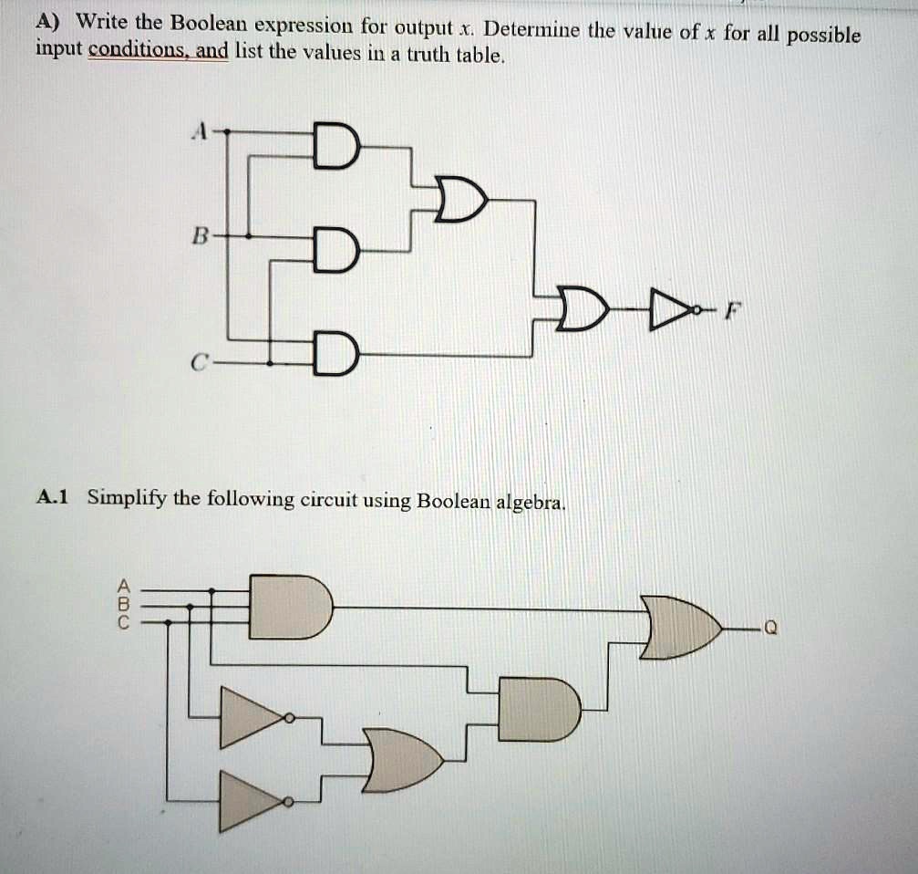 Solved Write The Boolean Expression For Output Determine The Value Of X For All Possible Input 2502
