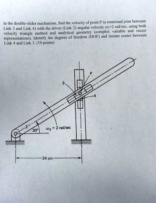 SOLVED: In the double-slider mechanism, find the velocity of point P (a ...