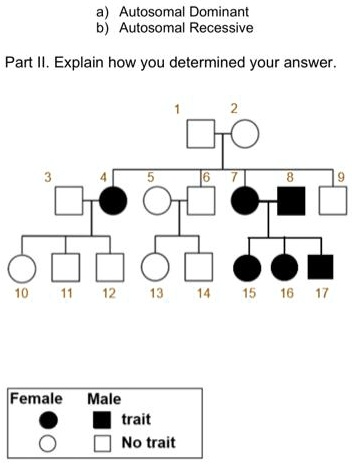 a) Autosomal Dominant b) Autosomal Recessive Part II. Explain how you ...