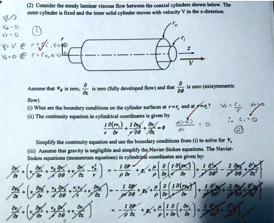 consider the steady laminar flow between the coaxial cylinders shown below the outer cylinder is ...