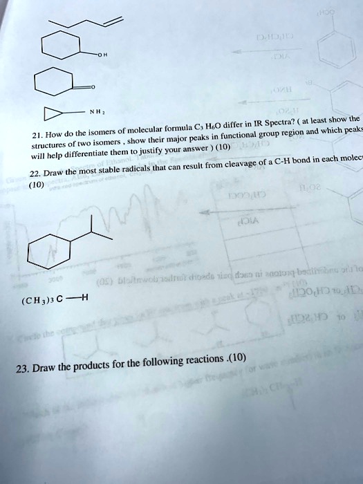 Solved At Least How Do The Molecular Formulas C2h6o And C3h8o Differ In Ir Spectra How Do The