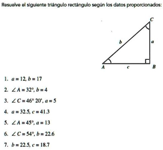 SOLVED: Completar la información usando como ejemplo el triangulo ...